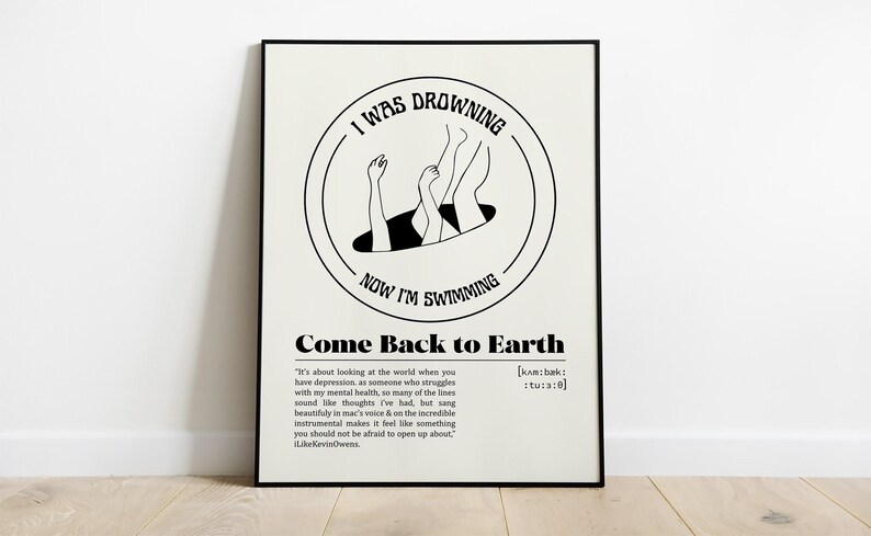 Come Back to Earth Poster Minimalist Music Poster Vintage Retro Art ...