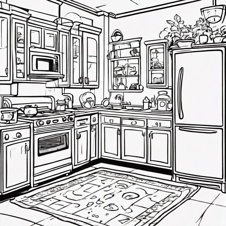 7 Coloring Sheets Kitchen - Etsy