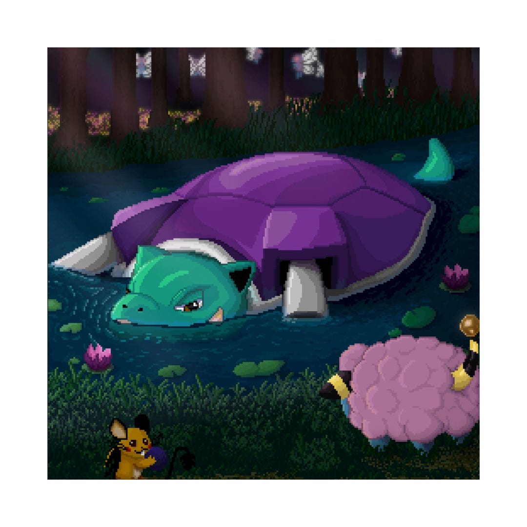 Pixelated Style Blastoise Pokemon Poster, Matte Finish, Custom Wall ...