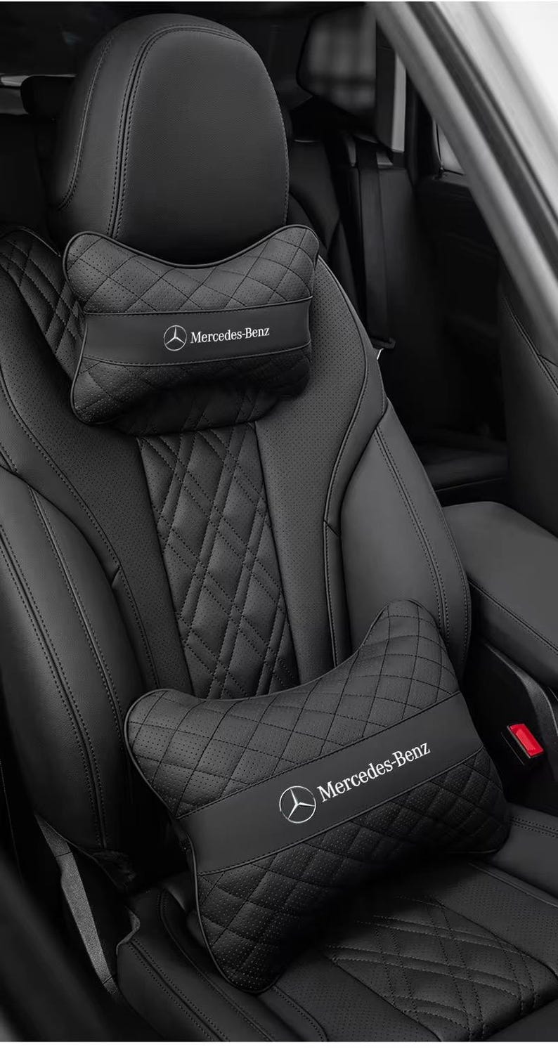 Mercedes Benz 4PC Pillow Set 2x Neck Support 2x Lower Back Styling Set ...