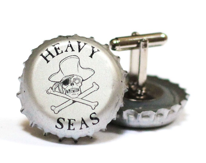 Silver Pirate Skull Beer Bottle Cap Cufflinks Cuff Links - Etsy