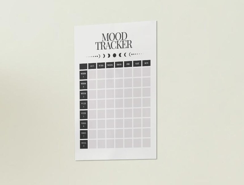 Mood Tracker Chart - 8 Week Tracker With 7 Weekdays - Digital Download ...