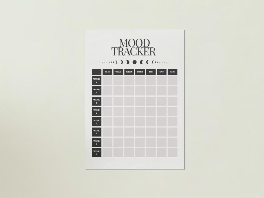 Mood Tracker Chart - 8 Week Tracker With 7 Weekdays - Digital Download ...