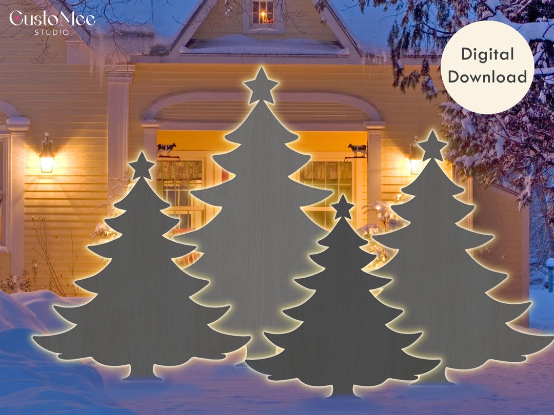 Life Size Christmas Tree Template Cutout DIY Silhouette Trace Outdoor ...
