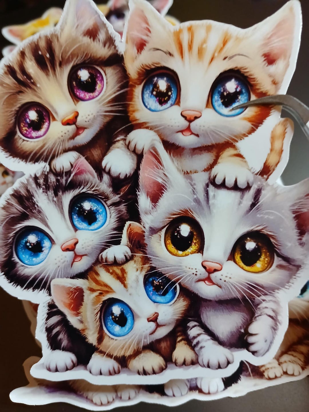Set of 6 Cat Stickers, Vinyl and Waterproof, Unique Cat Art, Cute Cat ...