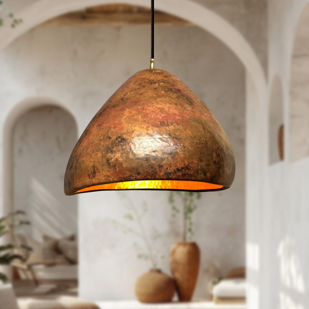 Organic Modern Copper Pendant Light, Organic Shaped Copper Pendant ...