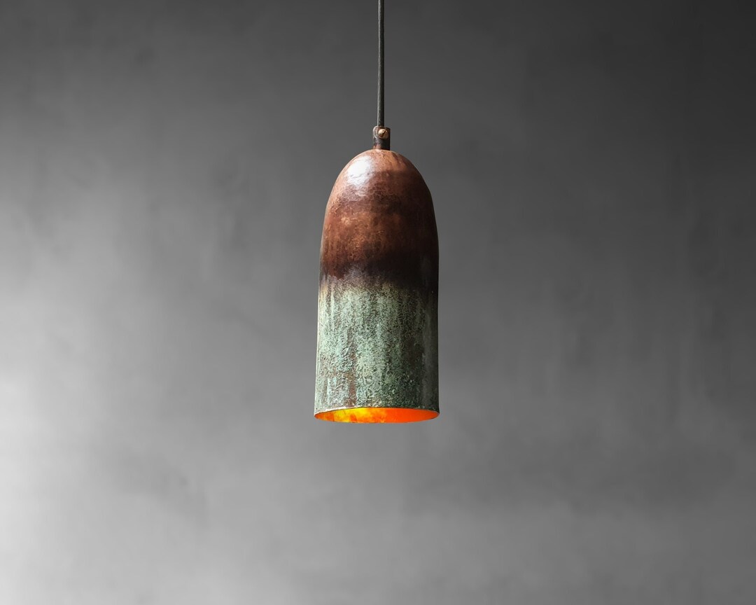 Green Patina Farmhouse Light Fixture, Oxidized Copper Pendant Light ...