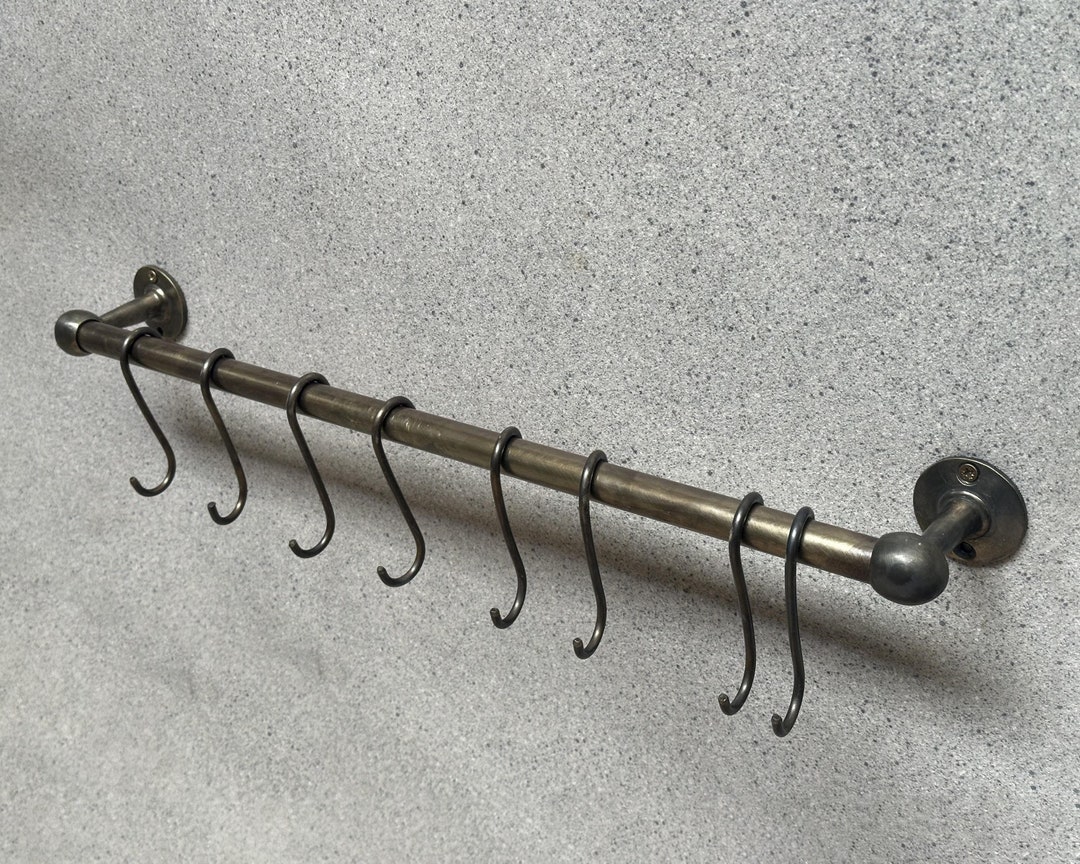 Solid Bronze Pot Rail With Hooks, Oil Rubbed Brass Kitchen Pot Rail ...