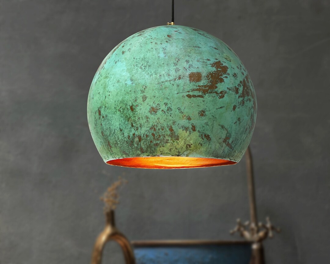 Oxidized Solid Copper Pendant Light, Dome Ceiling Light, Copper Kitchen ...