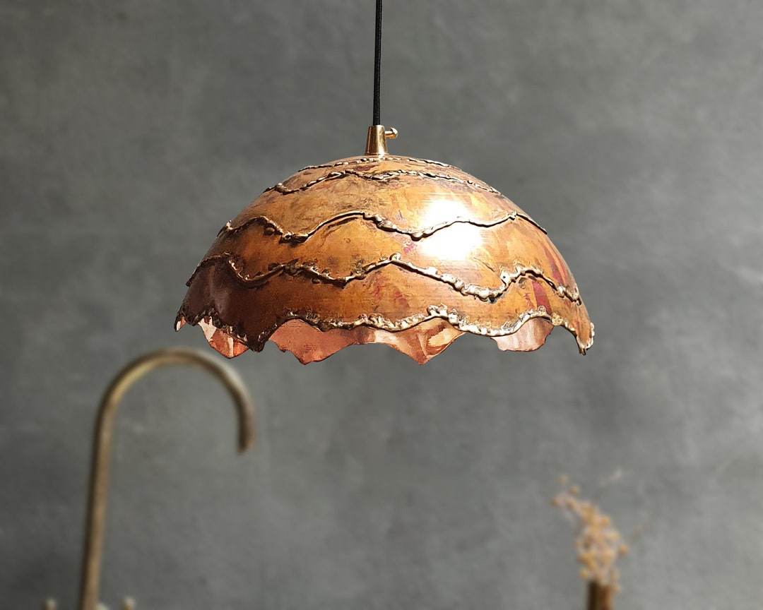 Solid Copper Pendant Light, Vintage Copper Farmhouse Pendant Light ...