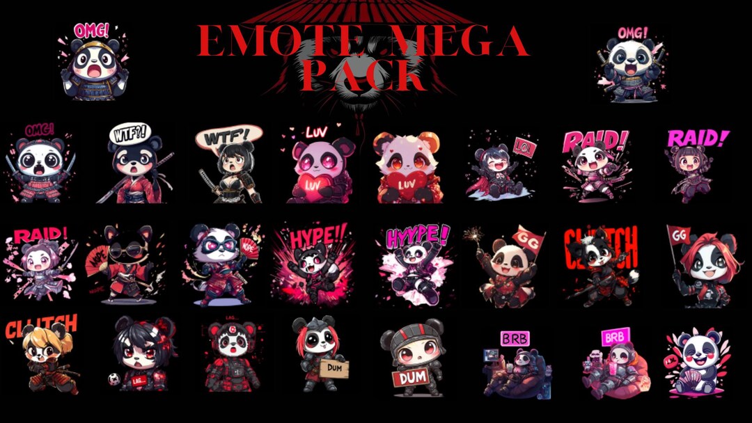 Samurai Panda Emote Pack – 27 Animated Twitch & Discord Emotes for ...
