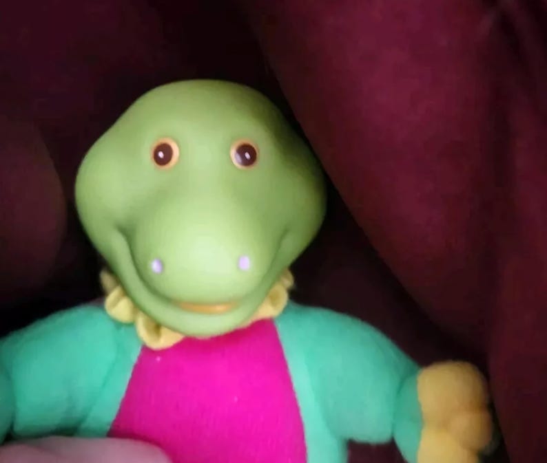 Lot of Vintage Barney Toys. Light up Plush Dino & A Plastic Barney and ...