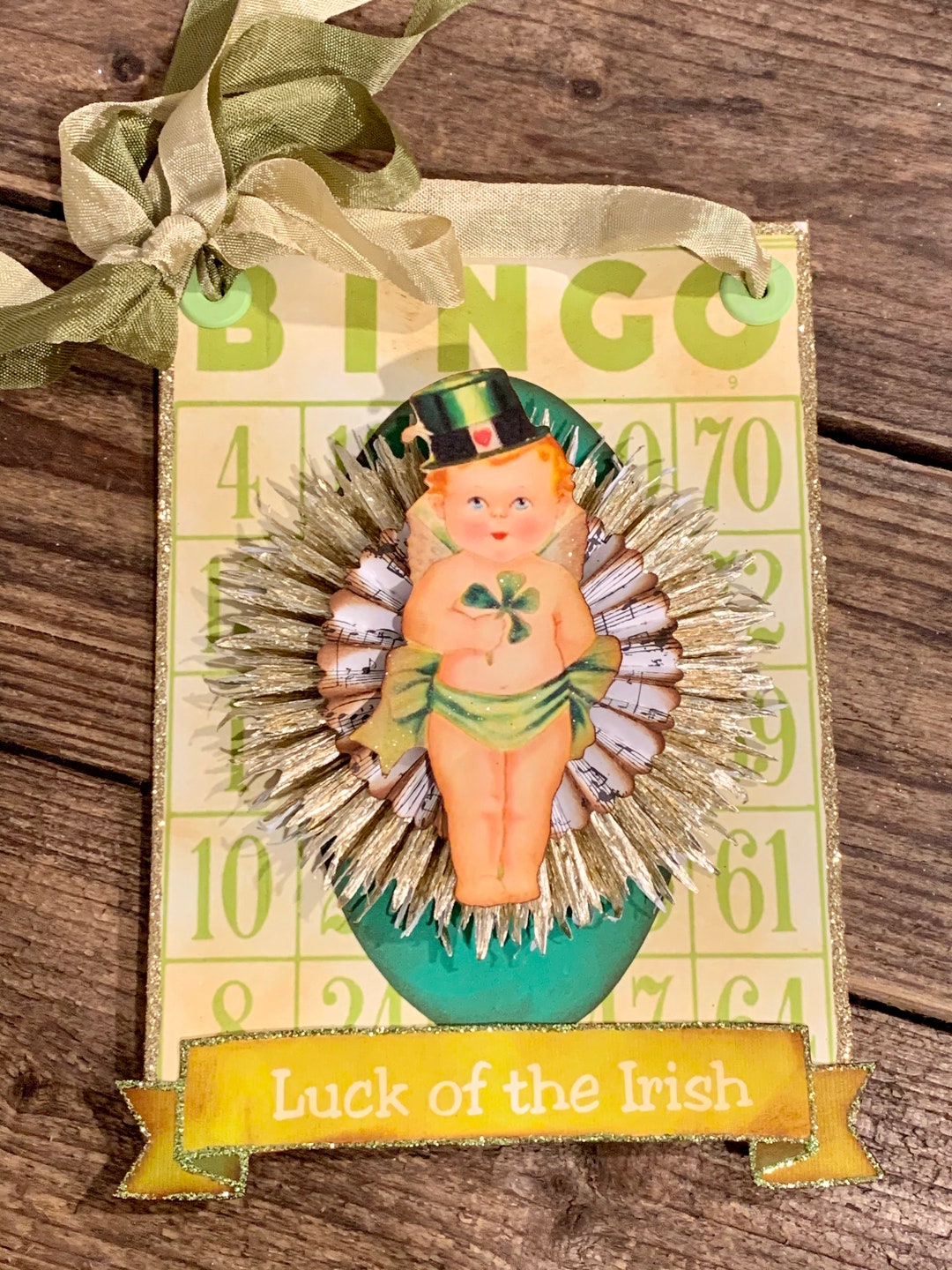 Vintage St. Patricks Day Bingo Card With a Leprechaun by Stacy Marie - Etsy