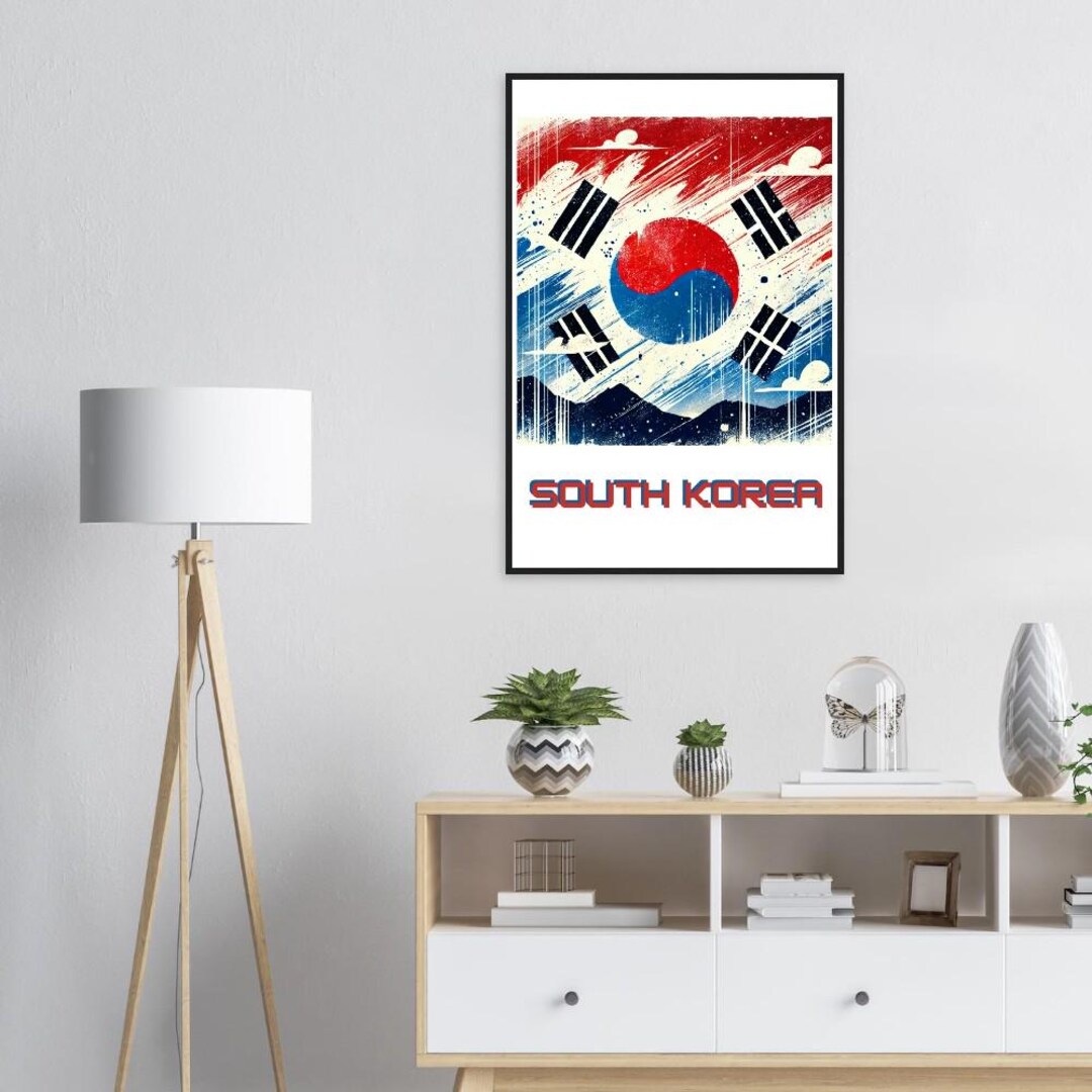 Abstract South Korea Flag Poster, South Korea Poster Wall Art, South ...