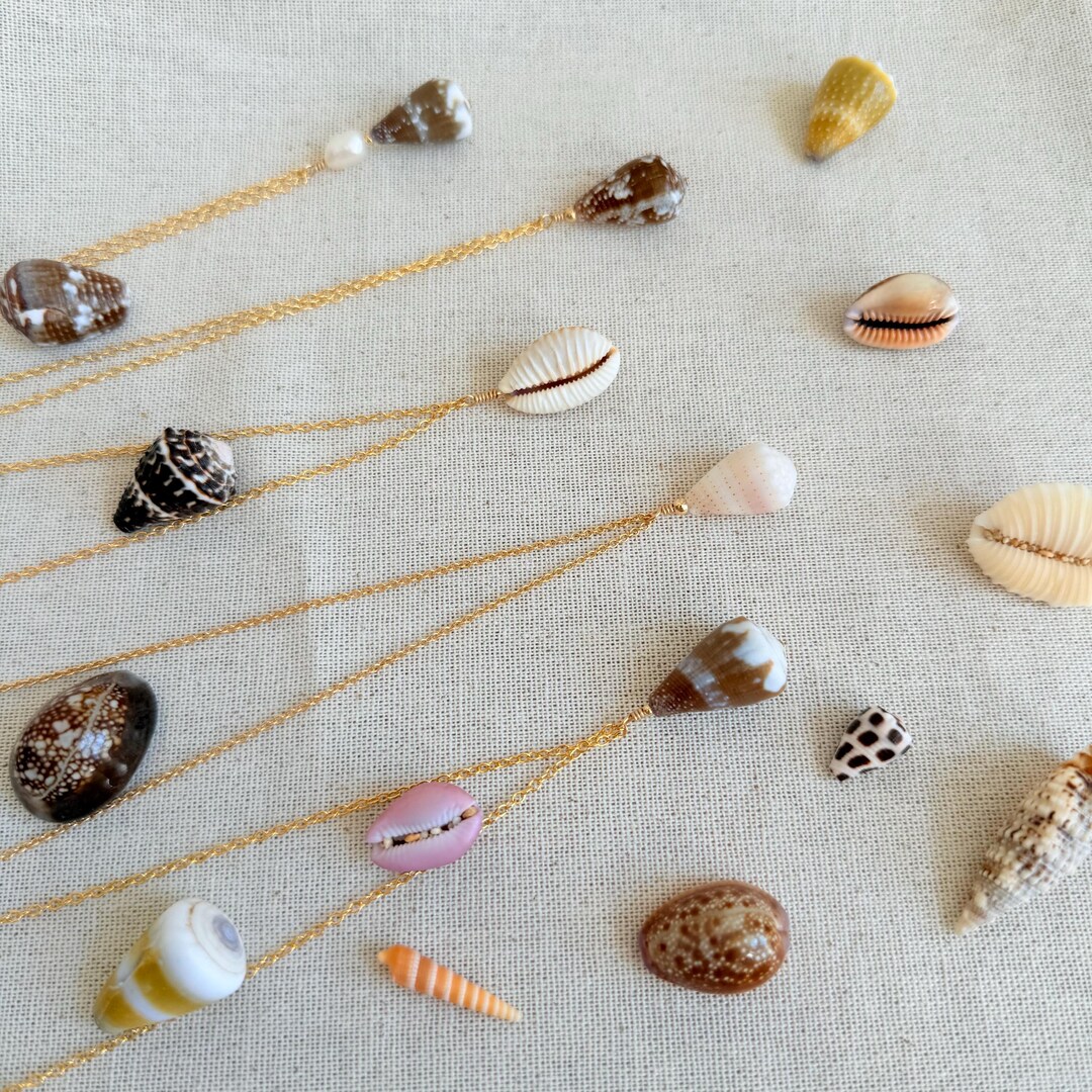 Hawaii Cone Shell Necklace: 14k Gold Filled Chain, Freshwater Pearl - Etsy