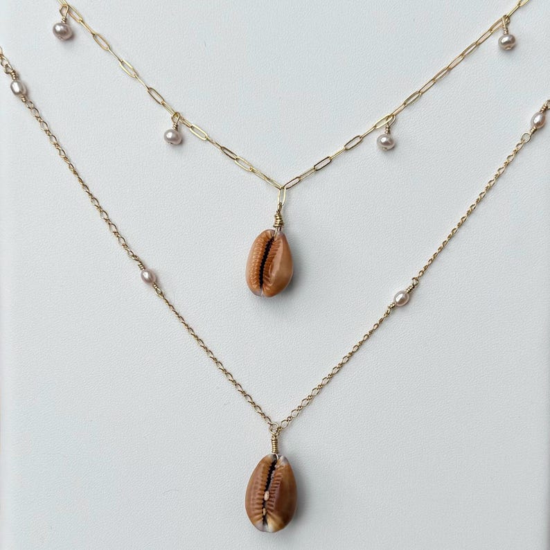 Honey Cowrie Shell Necklace, 14k Gold Filled, Hawaiian Shell, Handmade ...