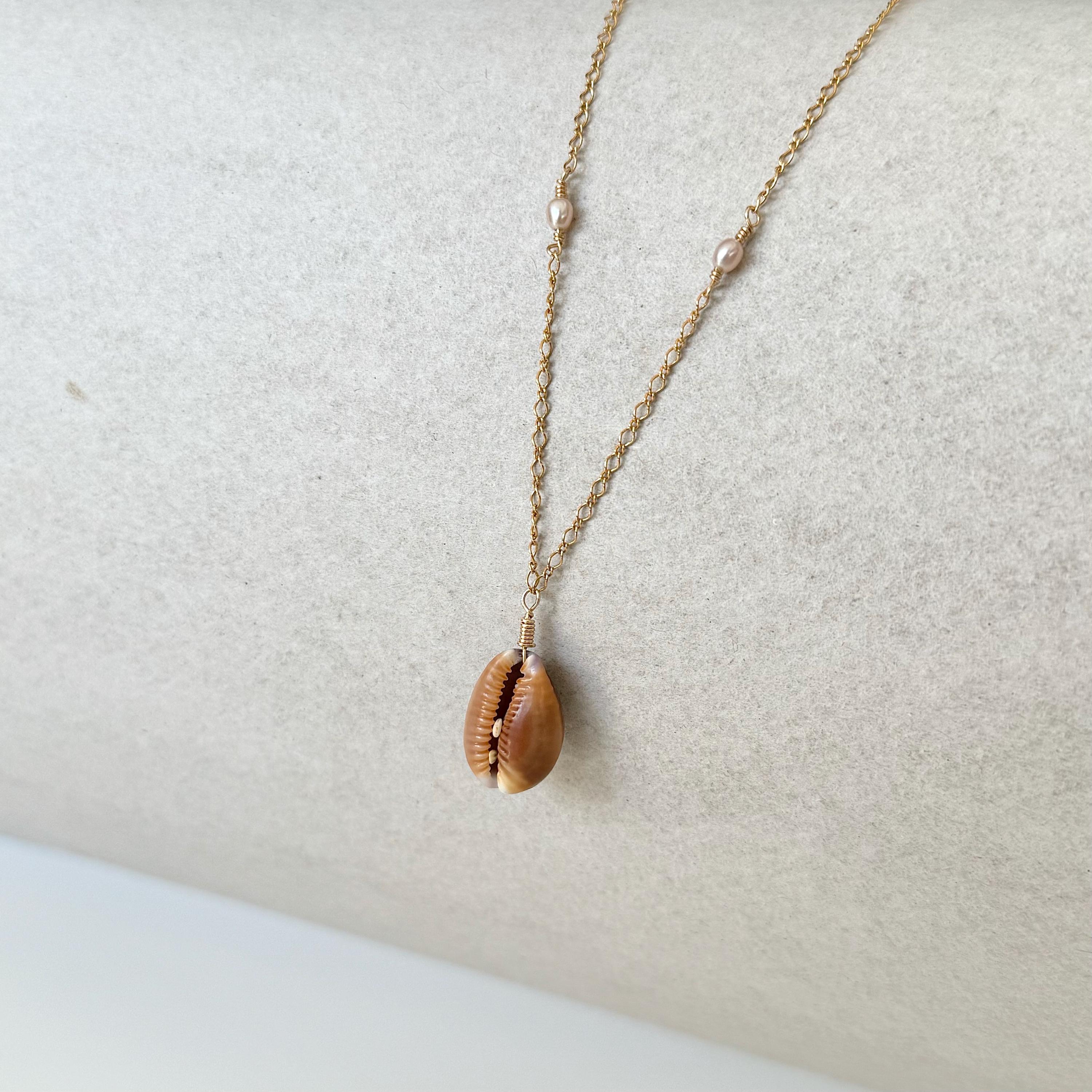Honey Cowrie Shell Necklace, 14k Gold Filled, Hawaiian Shell, Handmade ...