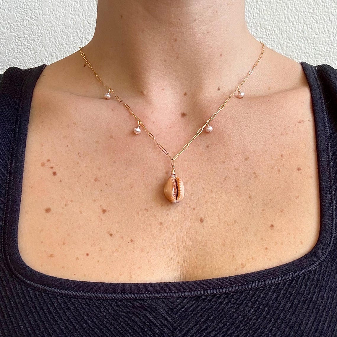 Honey Cowrie Shell Necklace, 14k Gold Filled, Hawaiian Shell, Handmade ...