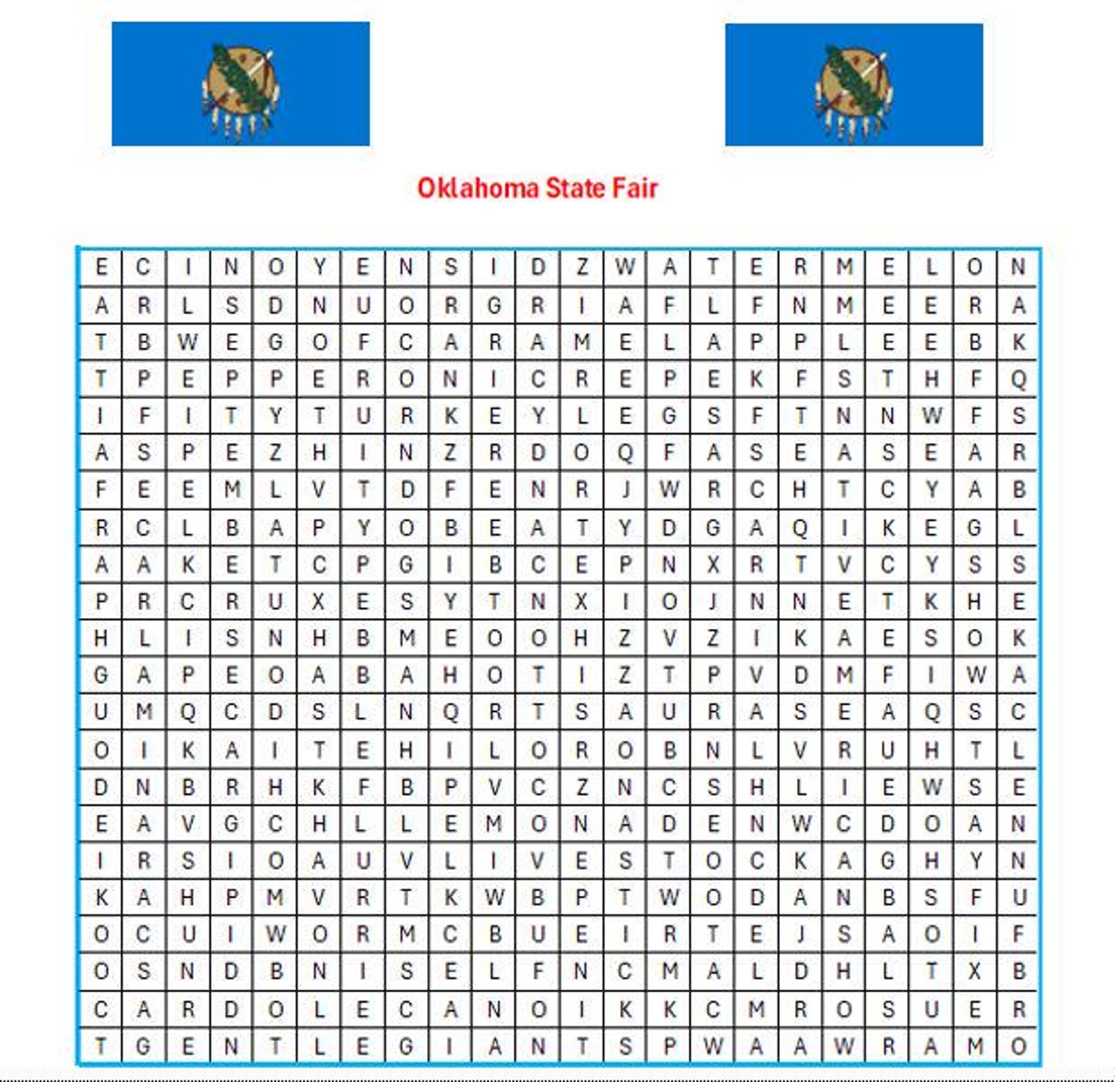 Oklahoma State Fair Word Search - Etsy