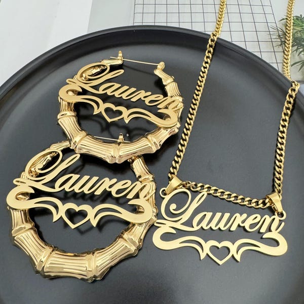Big Gold Name Plate Chain - Etsy