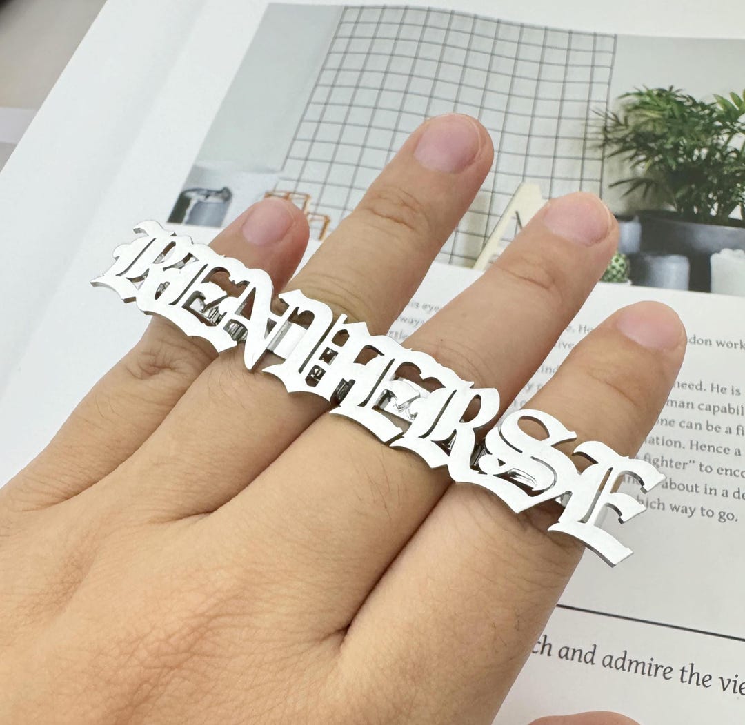 Custom 2-4 Finger Name Ring,knuckle Name Ring,minimalist Dainty Gold ...