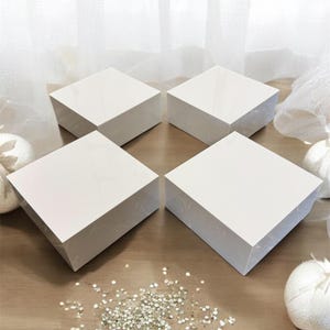 Food Risers for Buffet Table, White Acrylic Box Set of 2 and Set of 4 ...