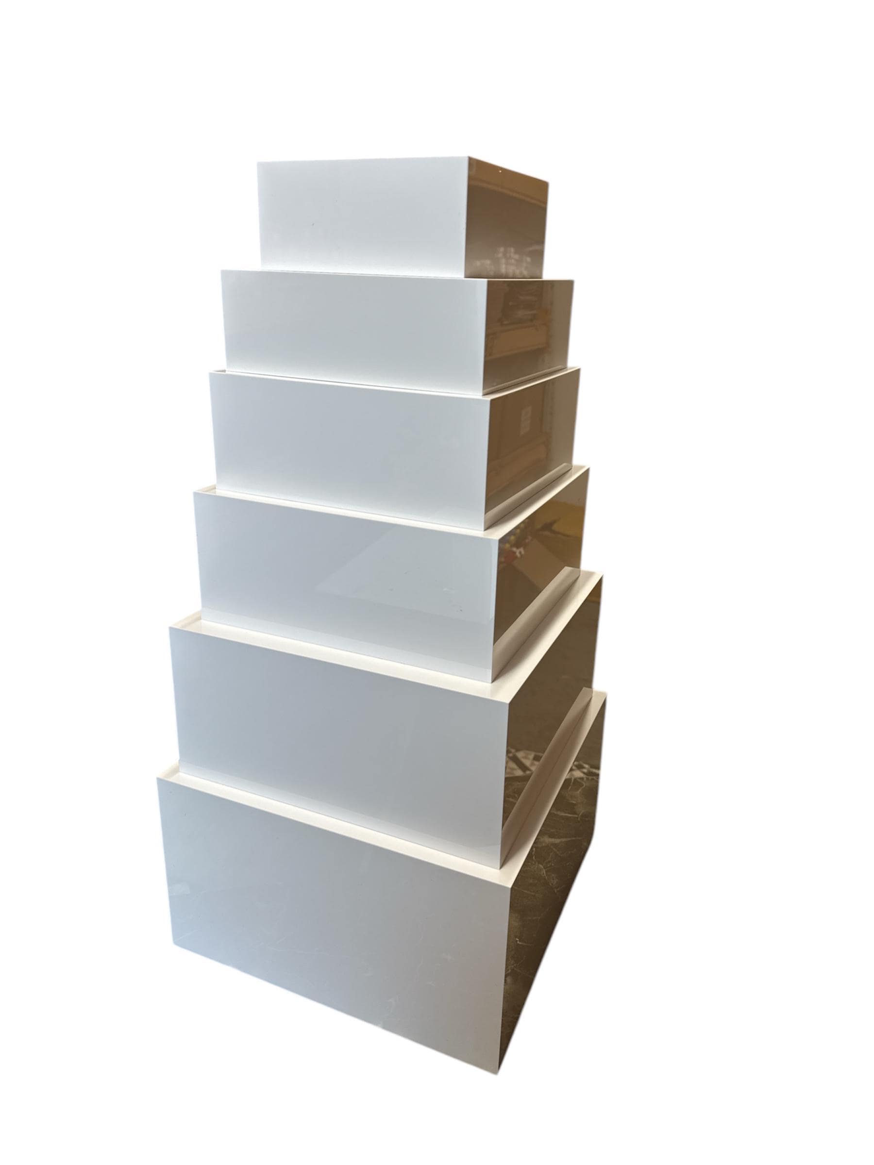 White Gloss Acrylic Food Riser Set: Display Stands for Events (set of 5 ...