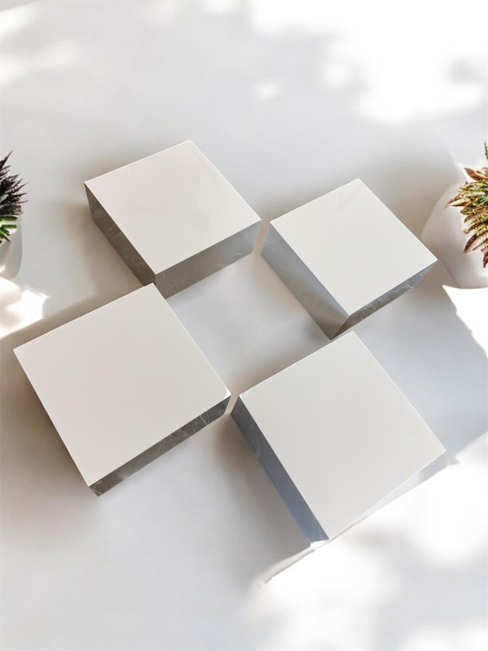 Food Risers for Buffet Table, White Acrylic Box Set of 2 and Set of 4 ...