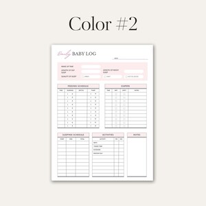 Minimalist Daily Baby Log Printable Minimalist Newborn Tracker Infant ...
