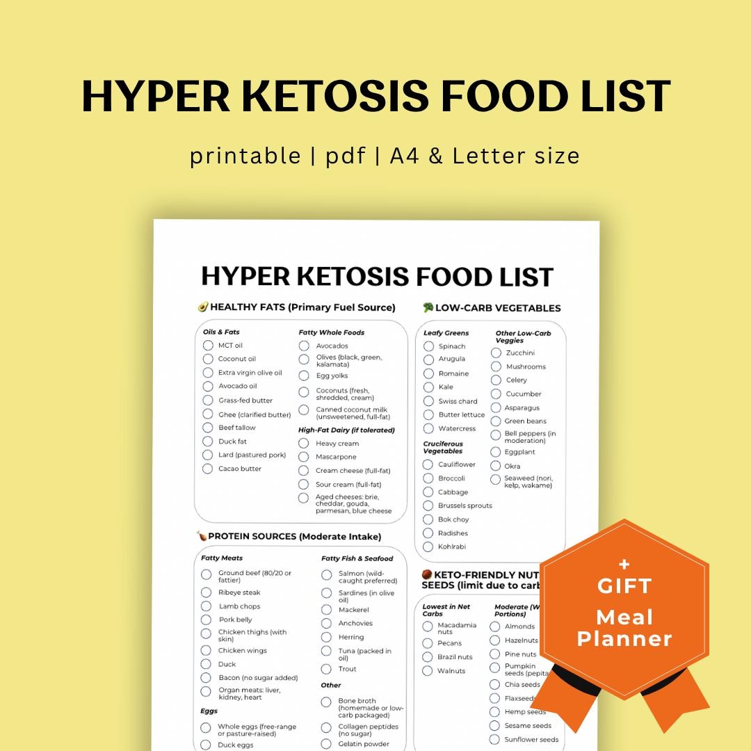 Keto Food Hyper Ketosis List Printable PDF | High Fat Low Carb Diet ...