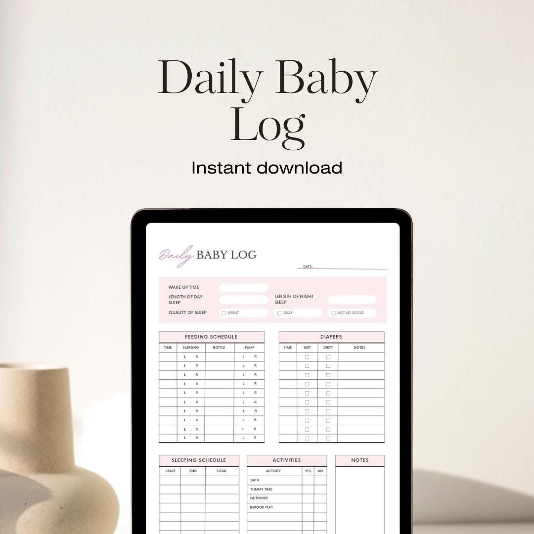 Daily Baby Log Printable Minimalist Newborn Tracker Infant Log ...