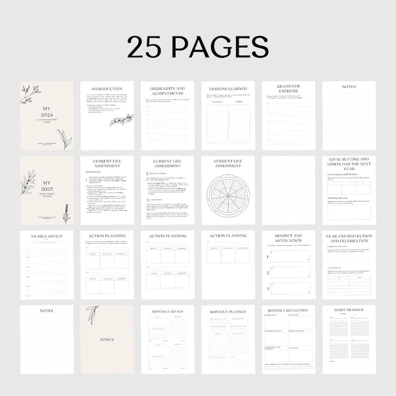 Yearly Reflection and Goal Setting Bundle | Life Planner | Reflection ...
