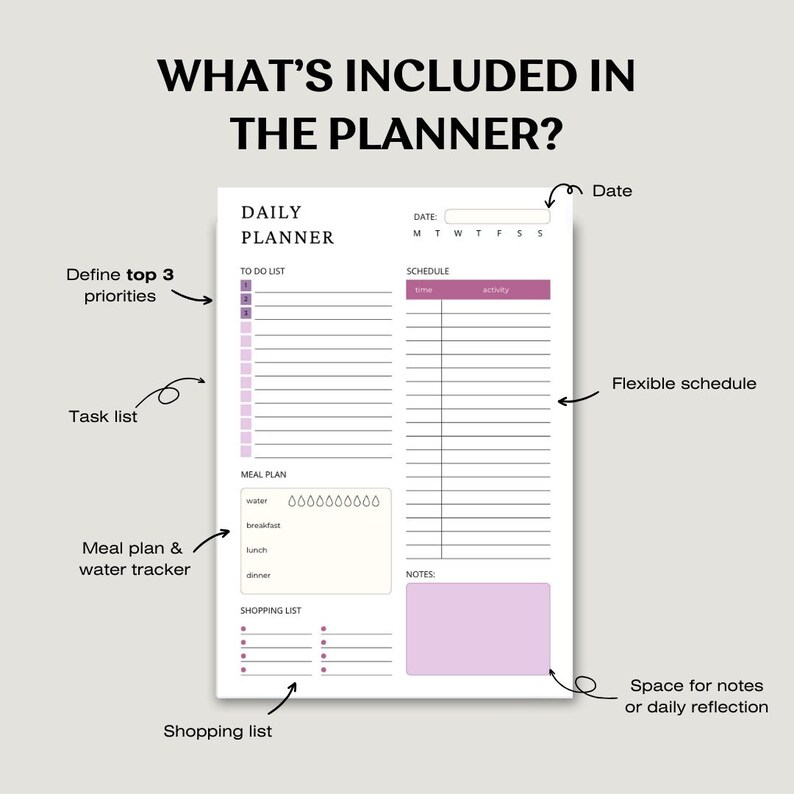 ADHD Daily Planner Printable, Daily to Do List, Daily Schedule Daily ...