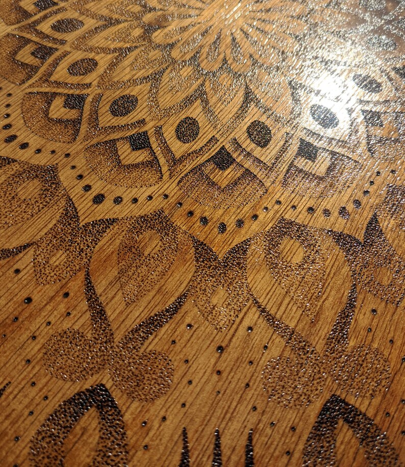 Upcycled Woodburned Pyrography Dotwork Mandala Coffee Table in ...