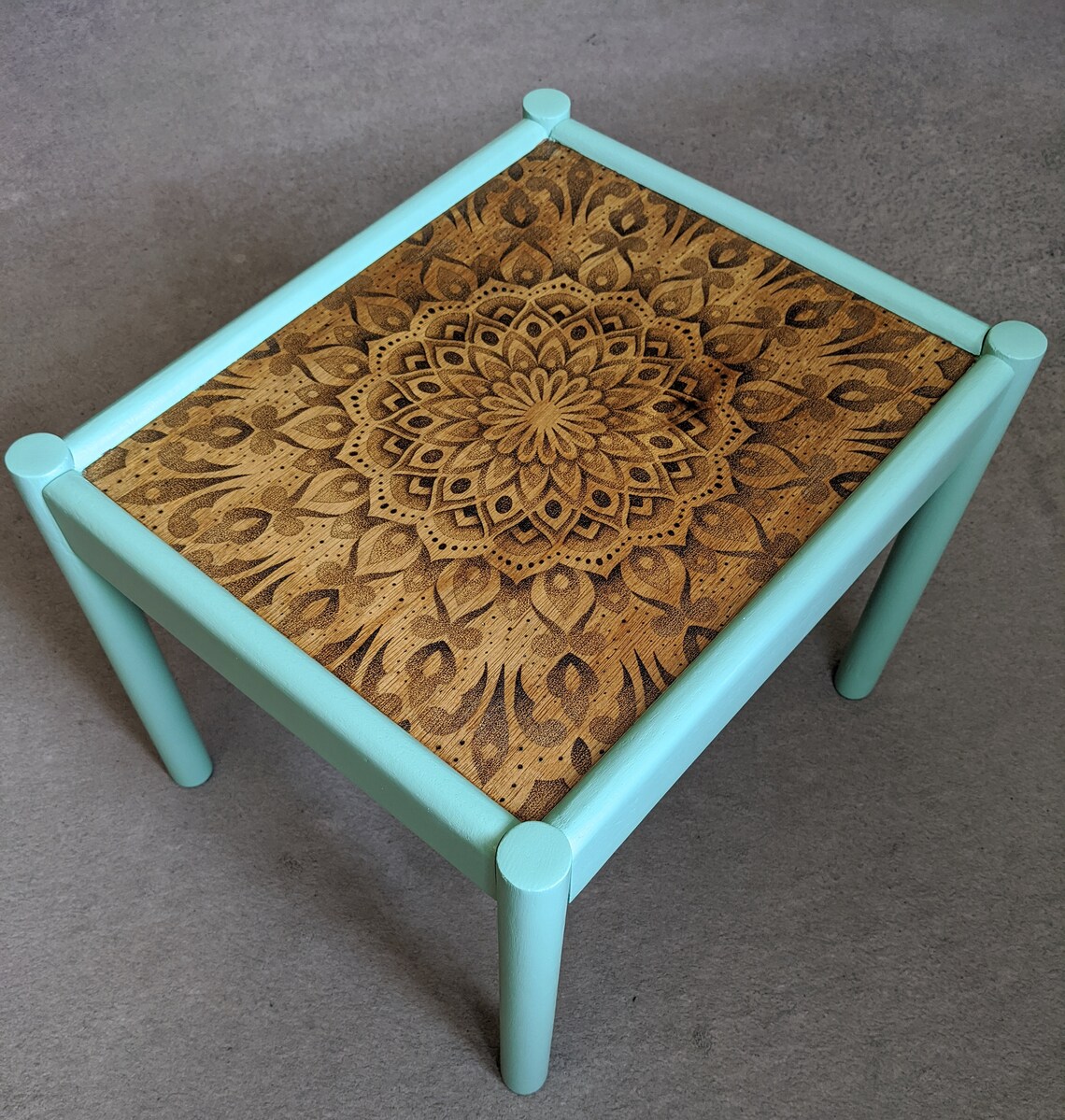 Upcycled Woodburned Pyrography Dotwork Mandala Coffee Table in ...