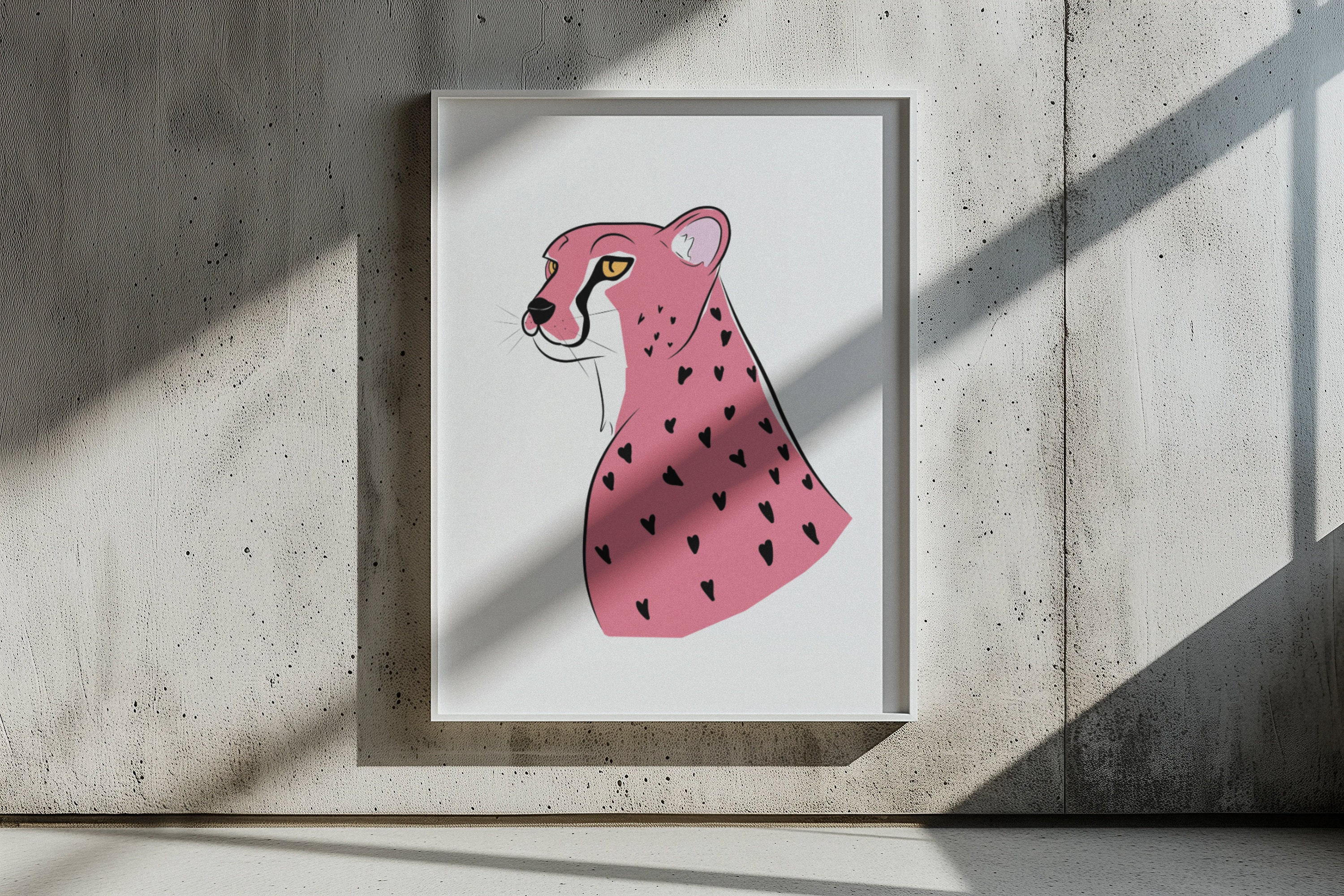 Preppy Cheetah Wall Art Print: Pink Maximalist Big Cat Decor for Trendy ...