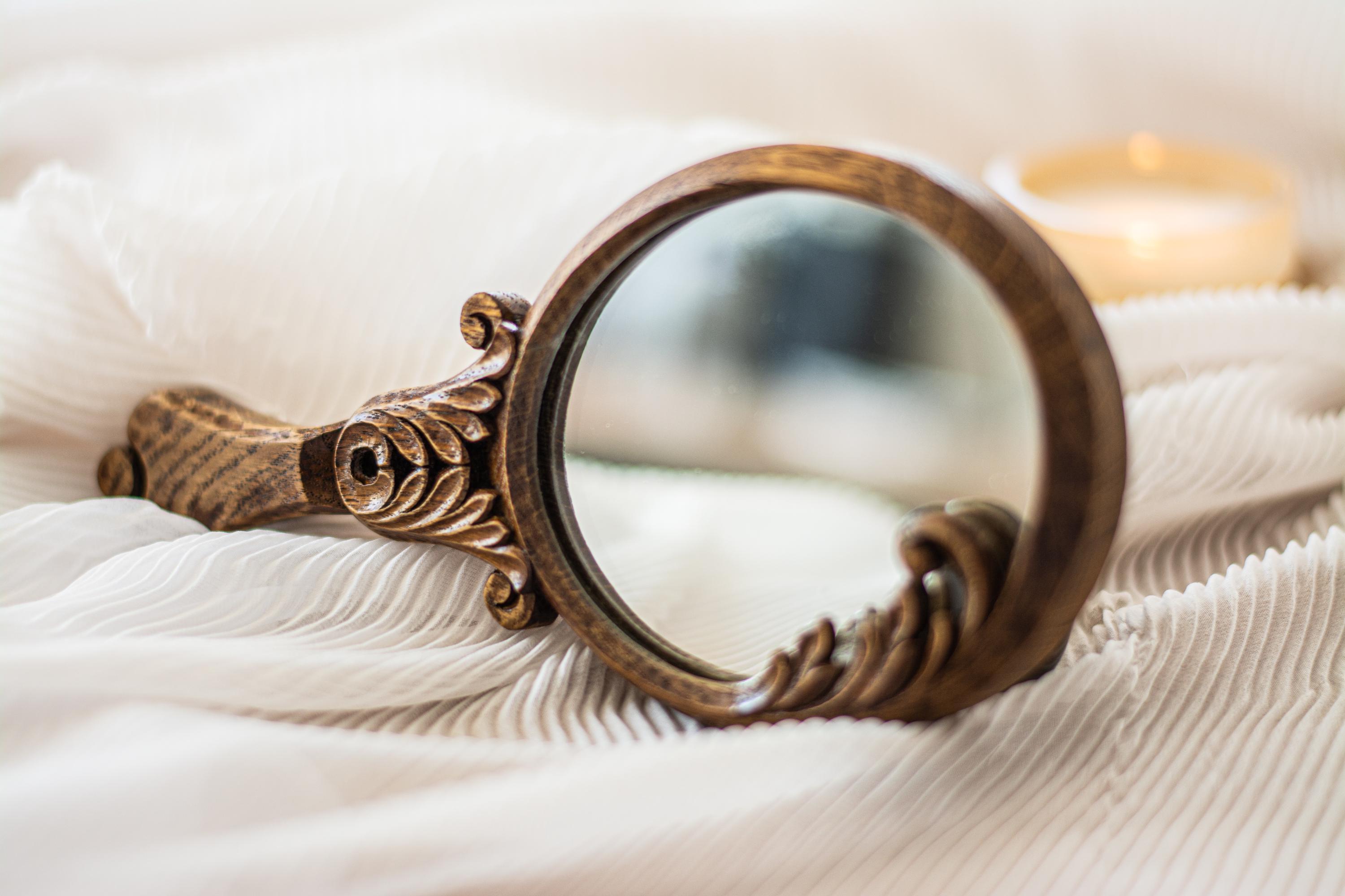 Vanity Carved Hand Mirror, Gold Custom Wooden Vanity Decor - Etsy