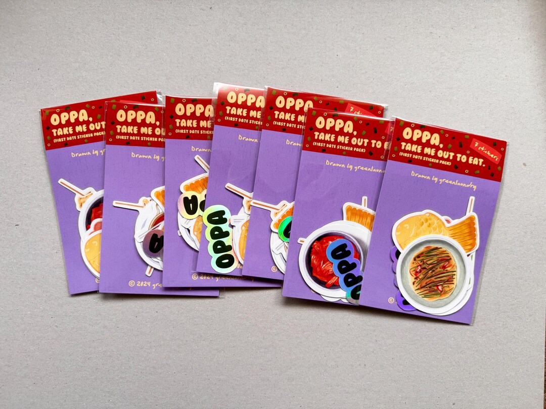 Oppa Sticker Pack, Korean Food Illustration Die-cut Stickers ...