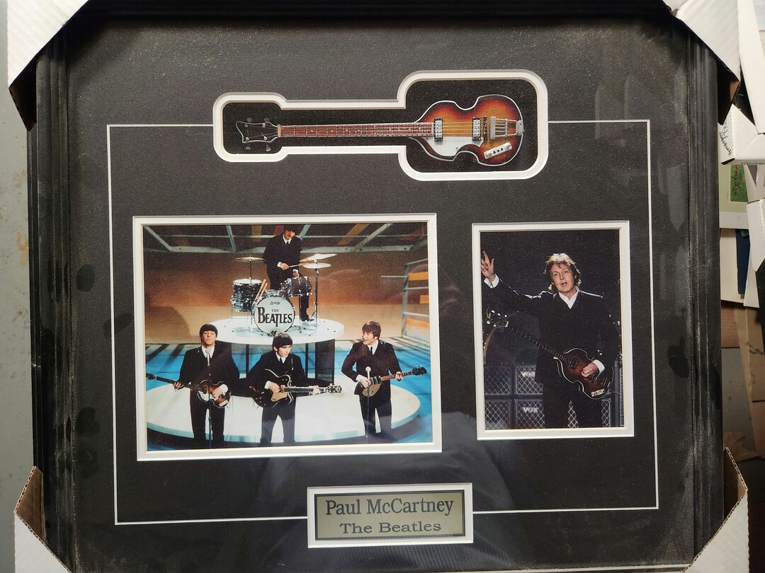 The Beatles Rock Icons Shadow Box Frame With Mini Guitar Lennon ...