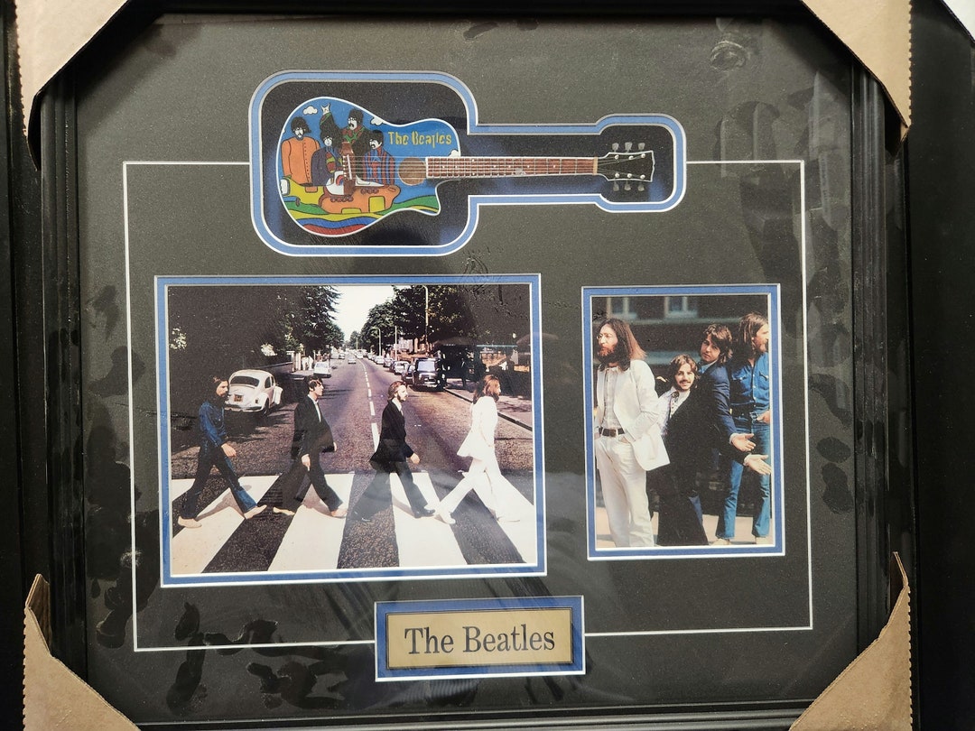 The Beatles Rock Icons Shadow Box Frame With Mini Guitar Lennon ...