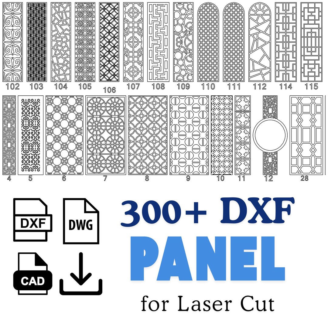 Geometric Decorative Panels DXF DWG Files - CNC and Laser Cutting ...