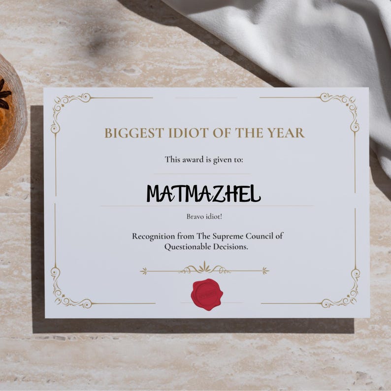 10 Funny Awards Certificates | Printable Joke Employee Awards Set ...