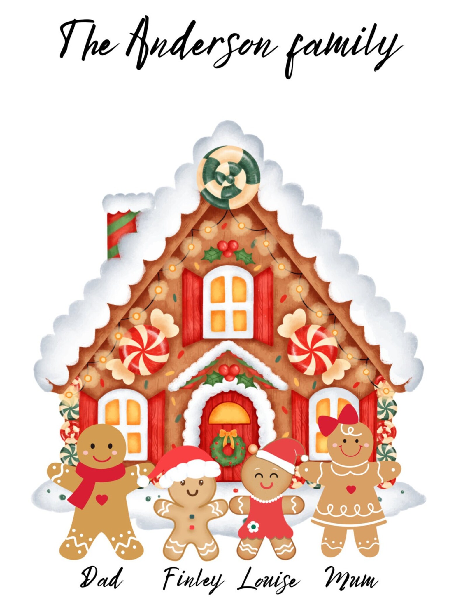 Gingerbread Family Print, Gingerbread Sign, Gingerbread Wall Art ...