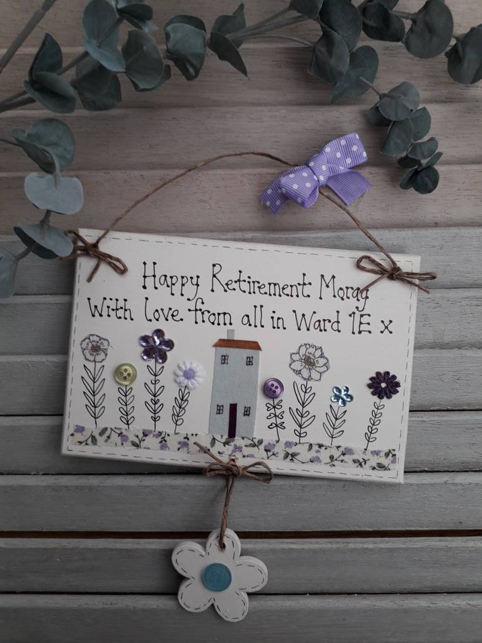 HAPPY RETIREMENT, Personalised Leaving Present Plaque, Handmade Wooden ...