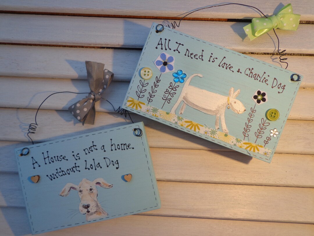 PERSONALISED DOG PLAQUE, Handmade Wooden Keepsake, Dogs, Home, Gift ...