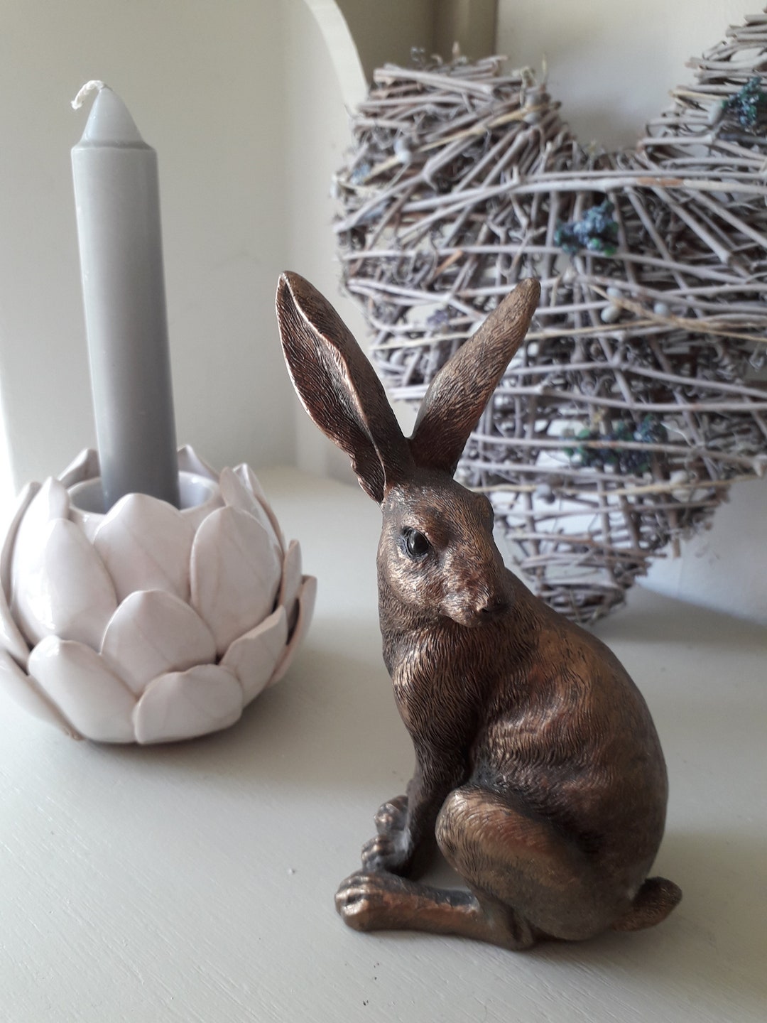 Hare Bronze Effect Statue, Sitting Hare, Gift, Keepsake, Present ...