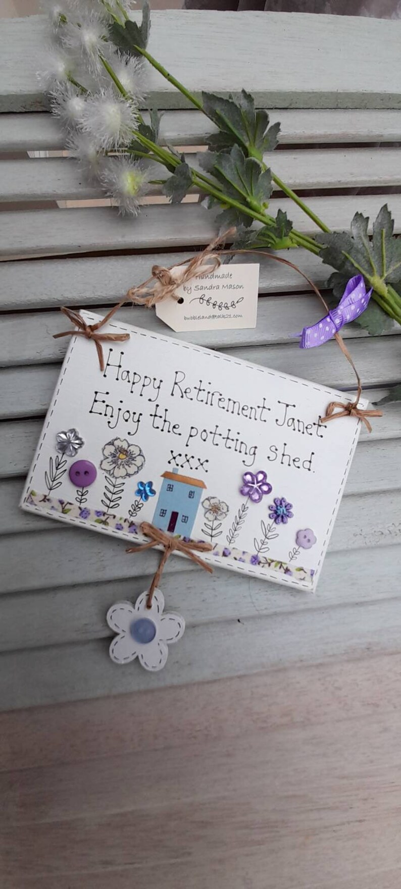 HAPPY RETIREMENT, Personalised Leaving Present Plaque, Handmade Wooden ...