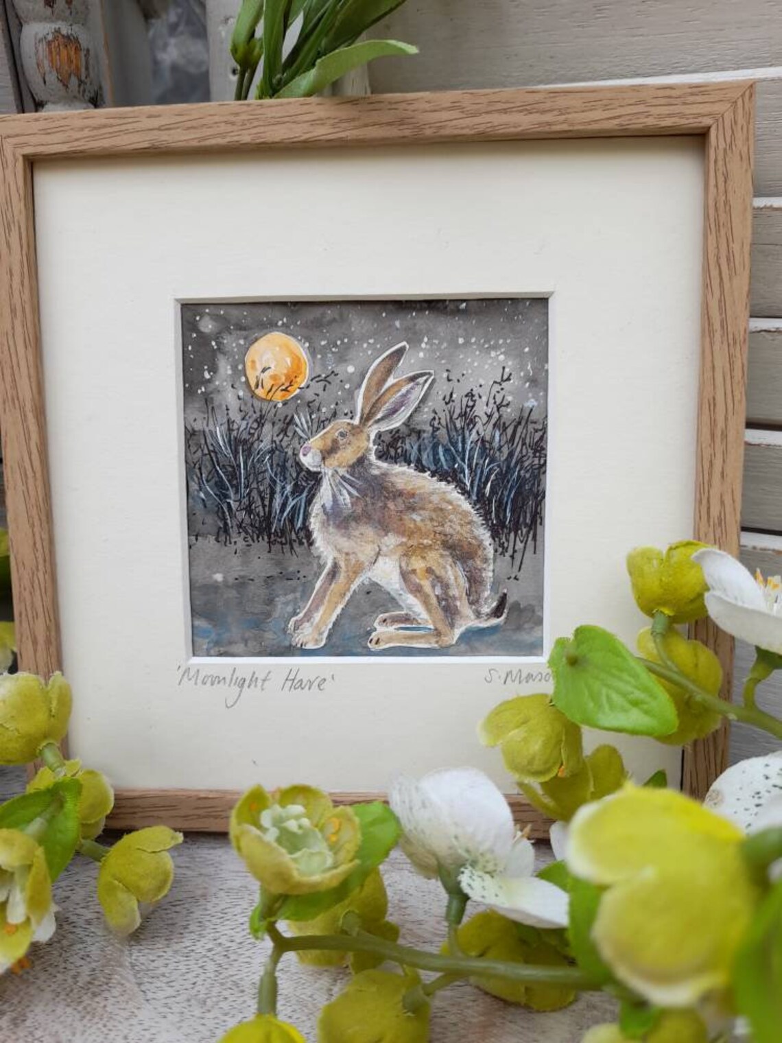 Hare, Moonlight Hare, Moon Hare, Watercolour Painting, Framed Picture ...
