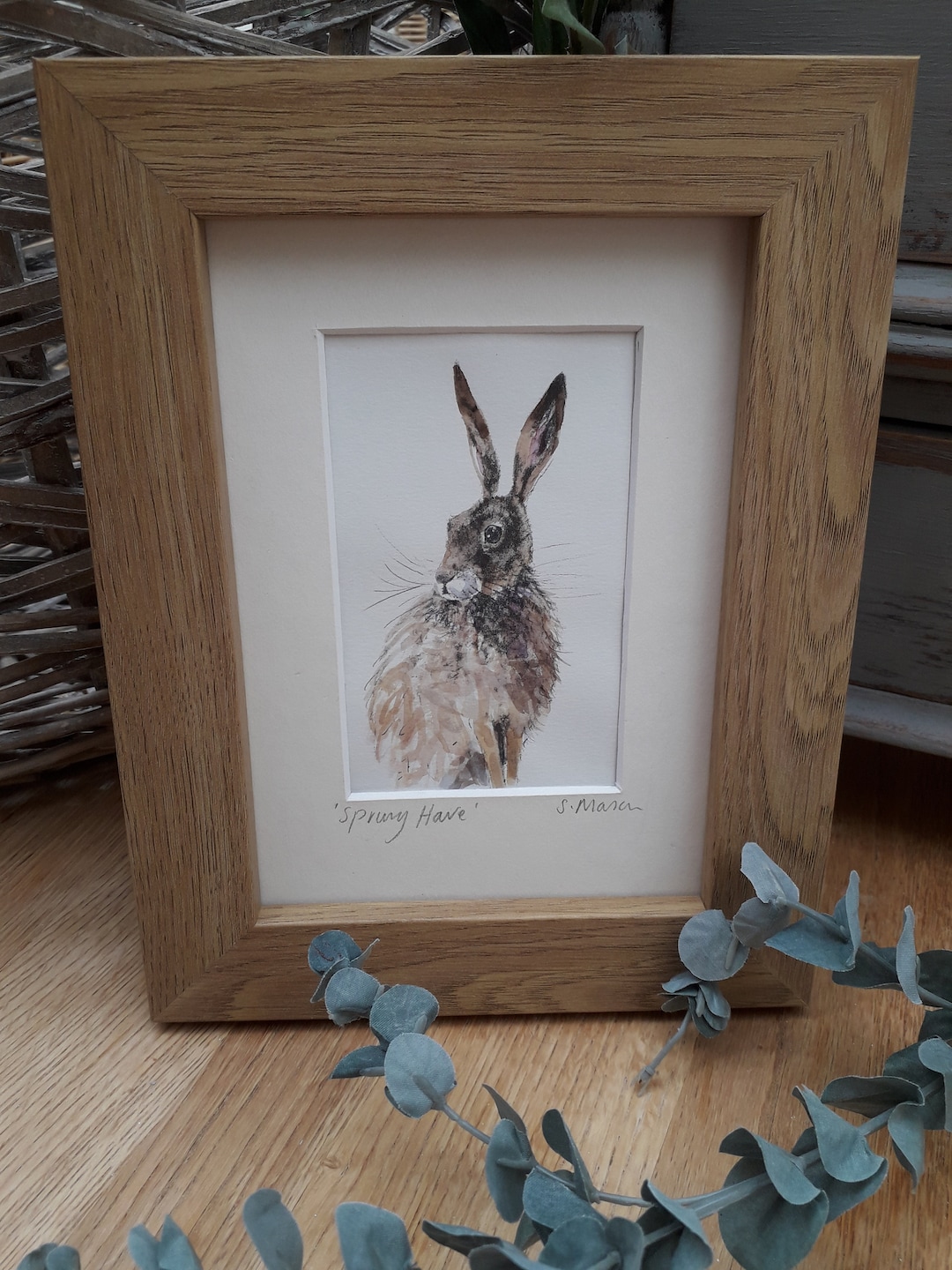 Hare, Spring Hare, Watercolour Painting, Framed Art, Home Decor ...