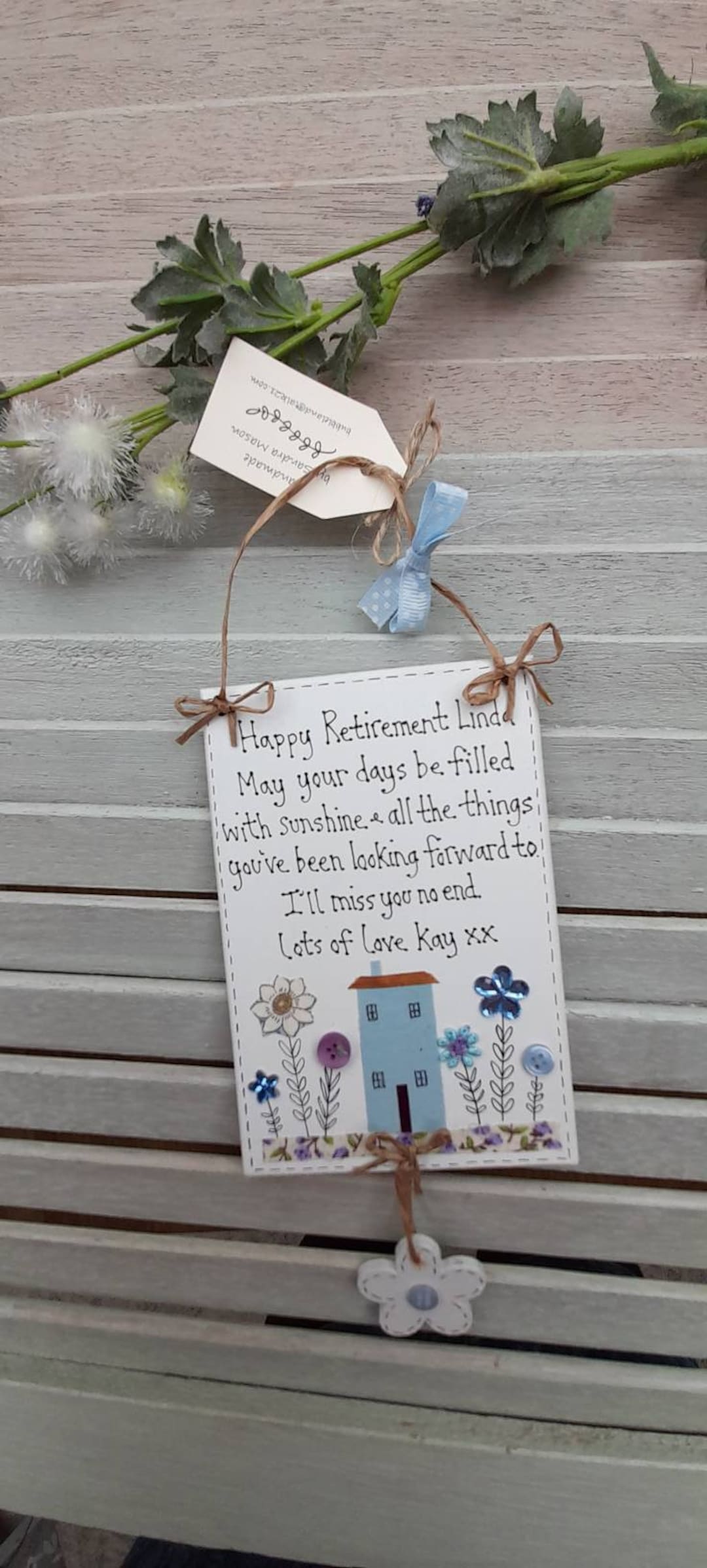 HAPPY RETIREMENT, Personalised Leaving Present Plaque, Handmade Wooden ...
